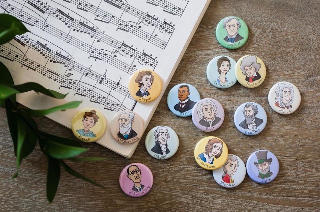 Composer Buttons // Gift for Musician // Teacher Gift // Piano Teacher ...