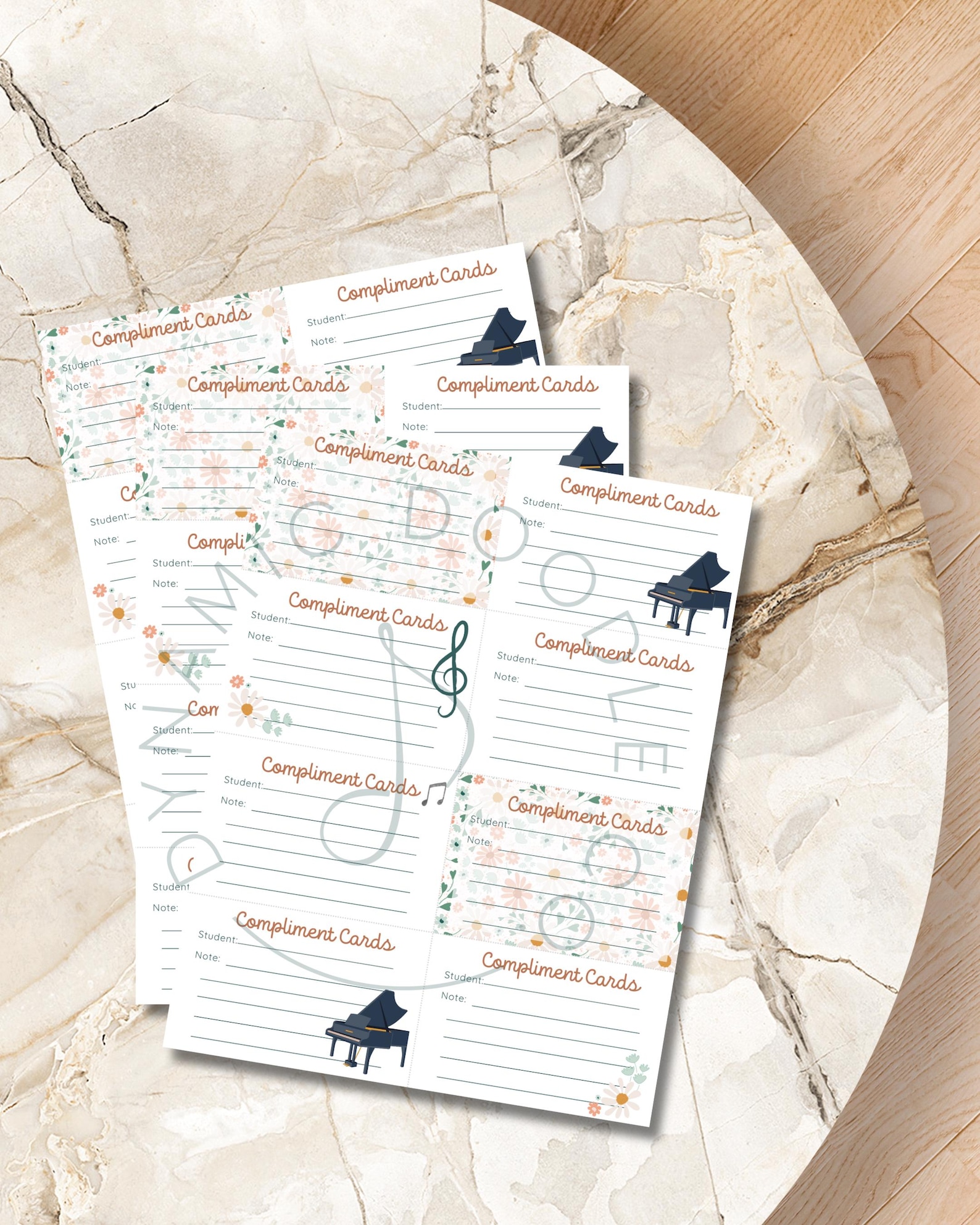 PIANO Recital Compliment Cards | Piano Recital Activity | Music Teacher ...