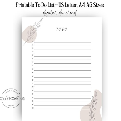 Neutral Minimalist to Do List Printable Digital Download - Etsy