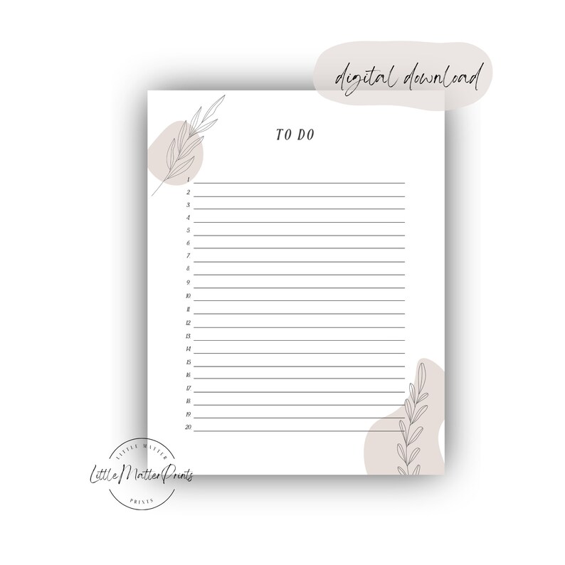 Neutral Minimalist to Do List Printable Digital Download - Etsy