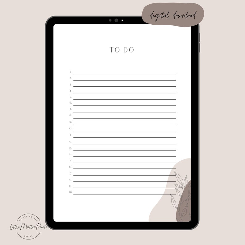 Minimal Neutral to Do List Printable Instant Digital - Etsy