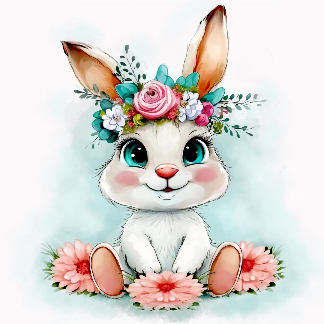 Cute Rabbit Clipart Watercolor Illustration PNG - Etsy