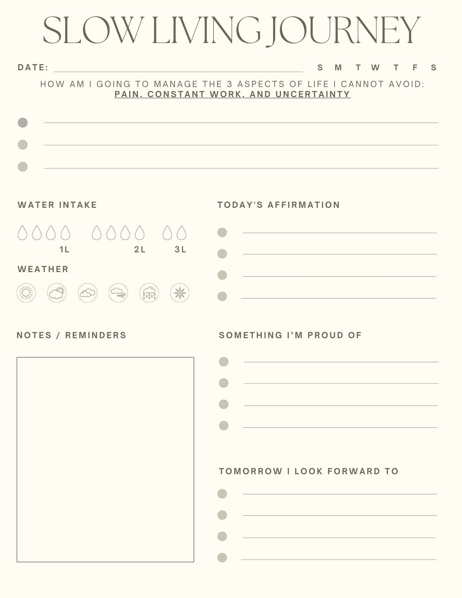Slow Living Journal DIGITAL PRINTOUT - Etsy