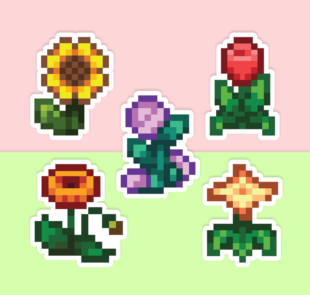 8-bit Flower Stickers | Stardew Valley Sticker | Stardew Valley | Gamer ...