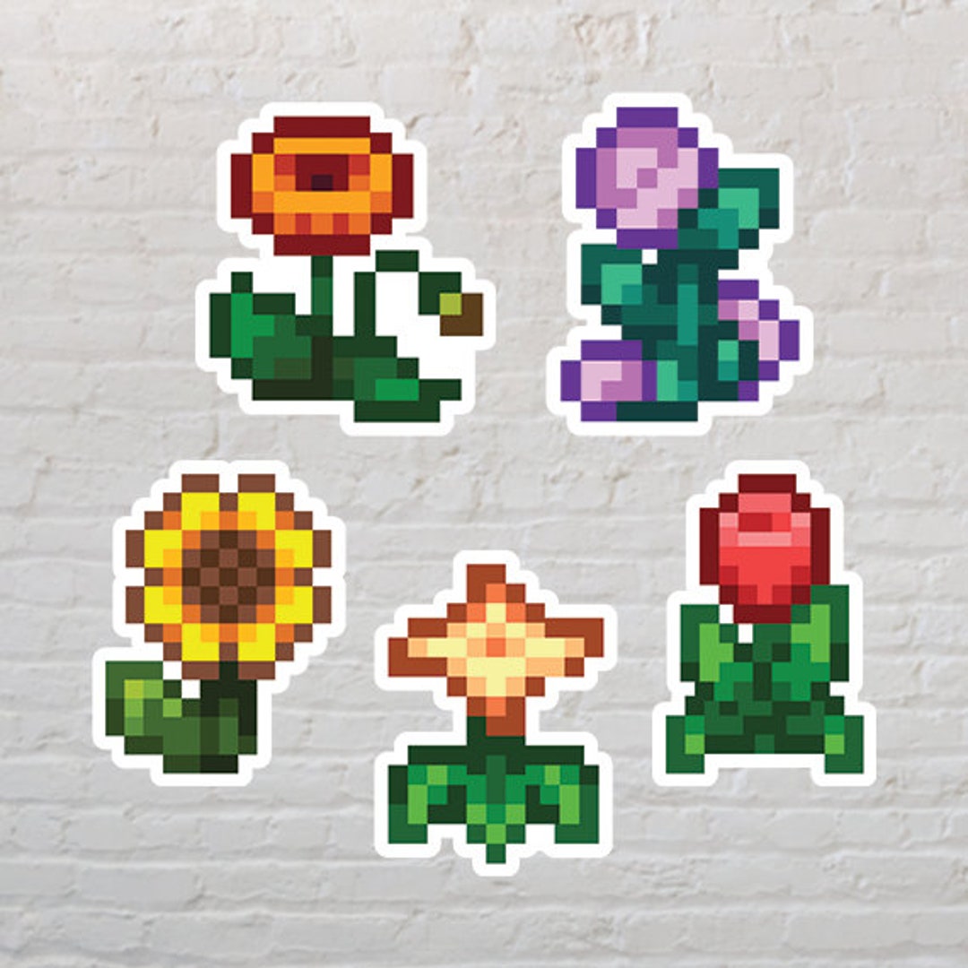 8-bit Flower Stickers Stardew Valley Sticker Stardew Valley Gamer Girl ...