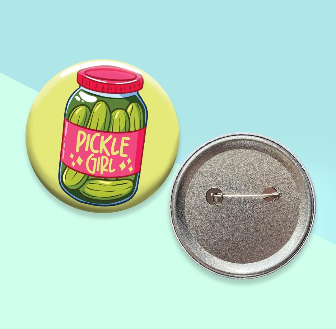 Pickle Girl Pin-back Button | 2.25" Button Pin | Dill Pickle Pins ...