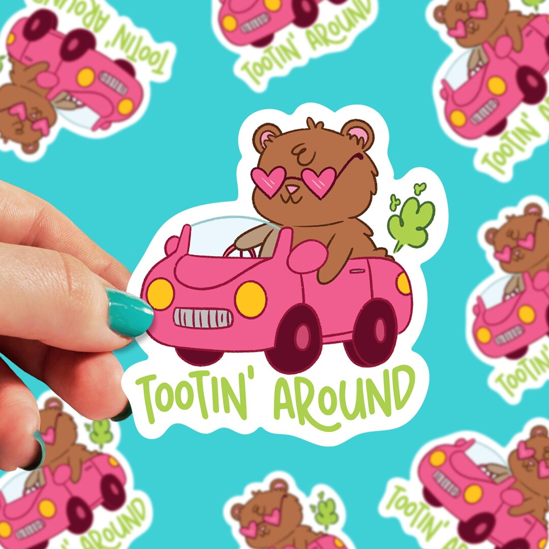 Tootin Around Sticker | Bear Stickers | Toot Sticker | Stickers for ...