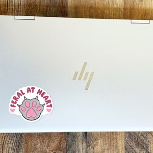 Feral at Heart Sticker | Funny Cat Sticker | Stickers for Laptop | Cat ...