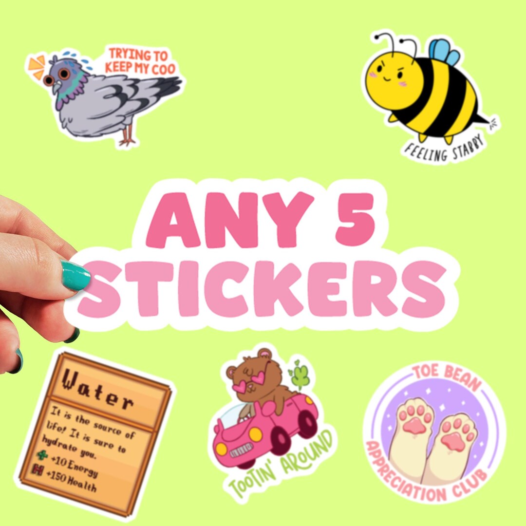 Choose Any 5 Stickers | Sticker Bundles | Vinyl Stickers | Water Bottle ...