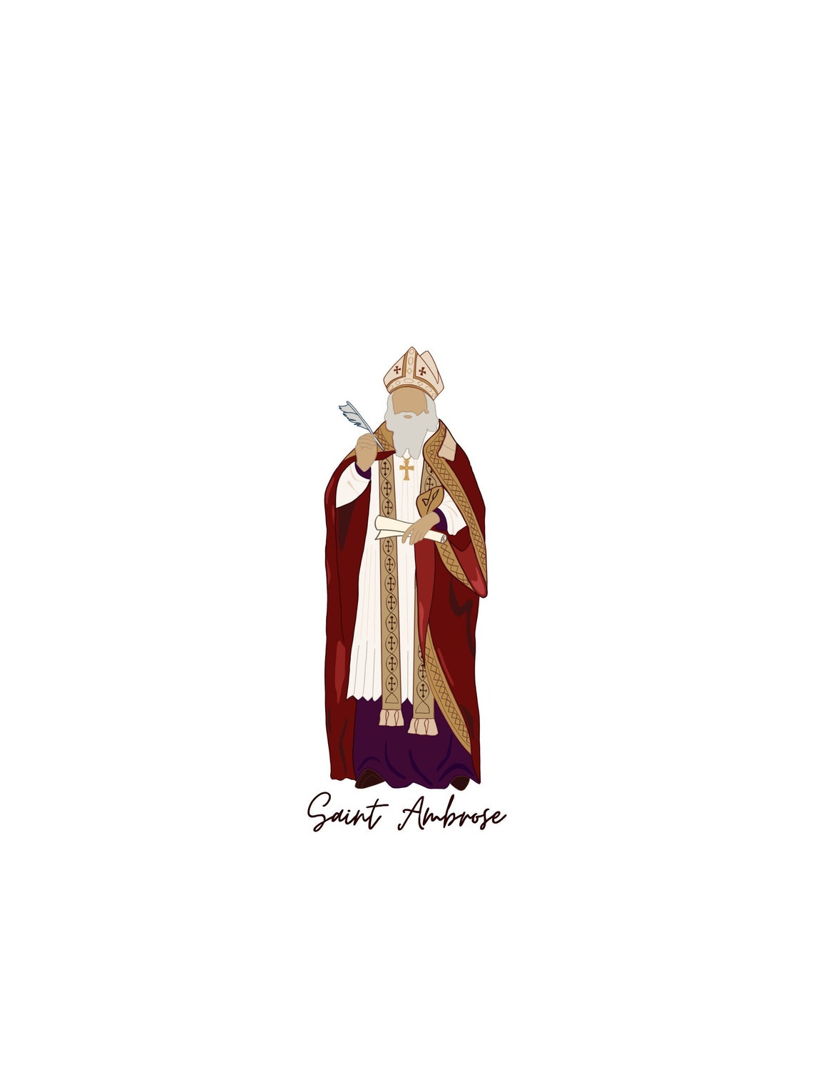 Saint Ambrose Illustration, Confirmation Saint, Digital Download - Etsy
