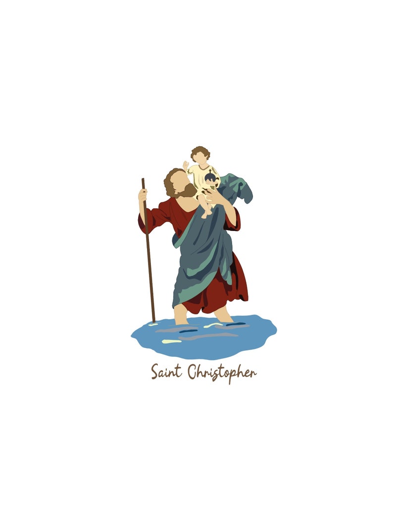 Saint Christopher, Catholic Illustration, Digital Download - Etsy