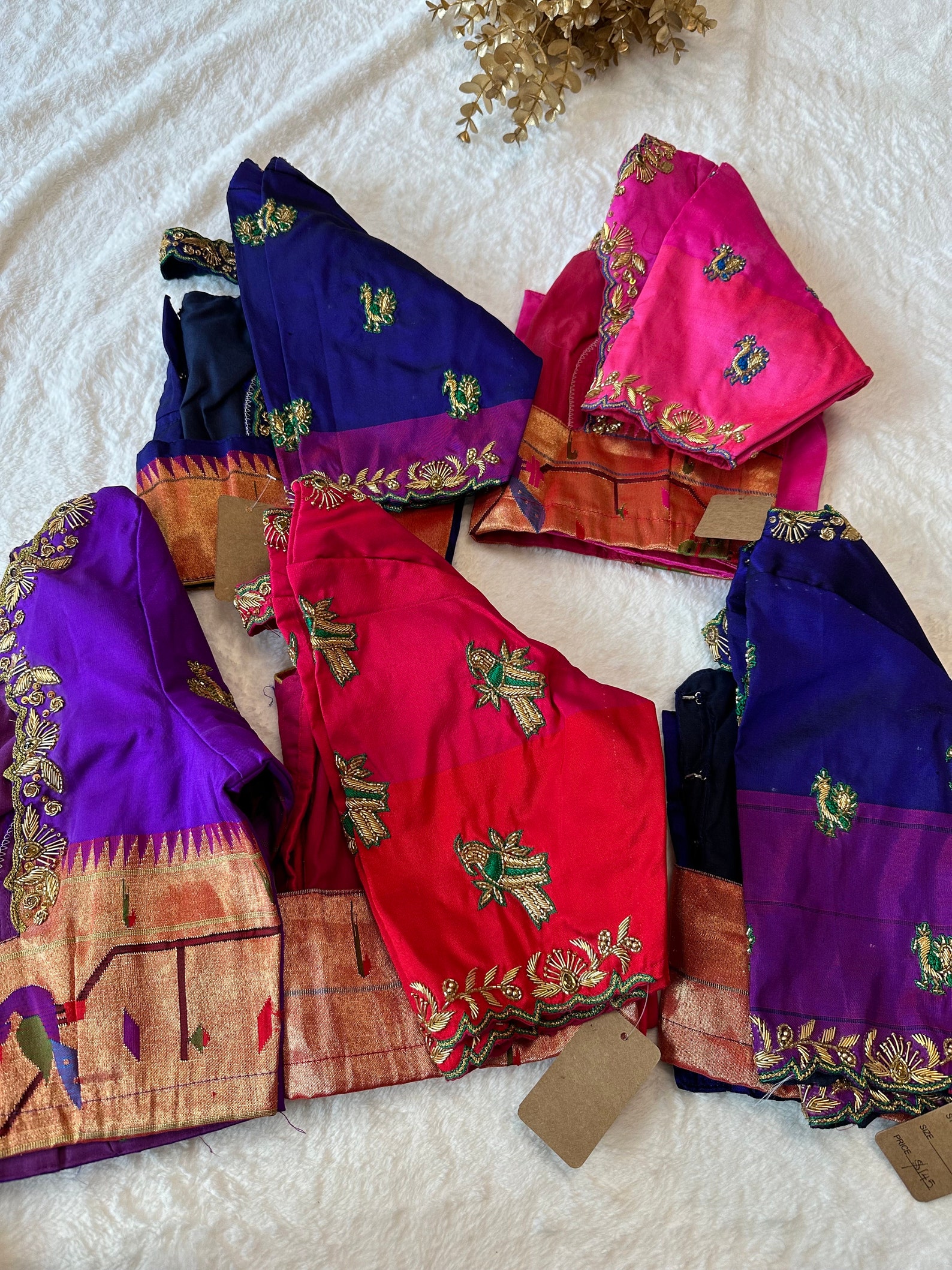 Paithani Pure Silk Readymade Blouse With Embroidery Aari Work - Etsy