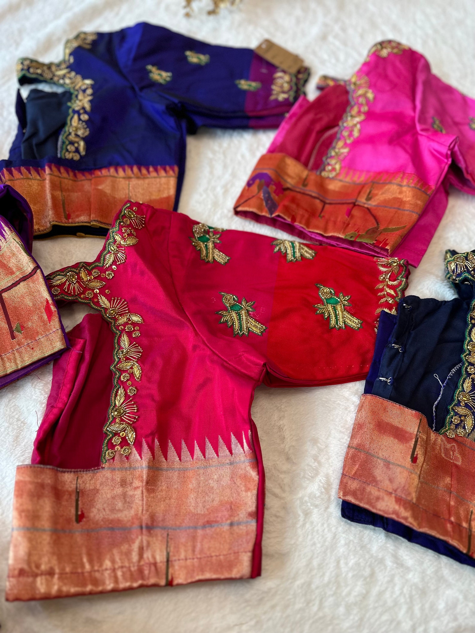 Paithani Pure Silk Readymade Blouse With Embroidery Aari Work - Etsy