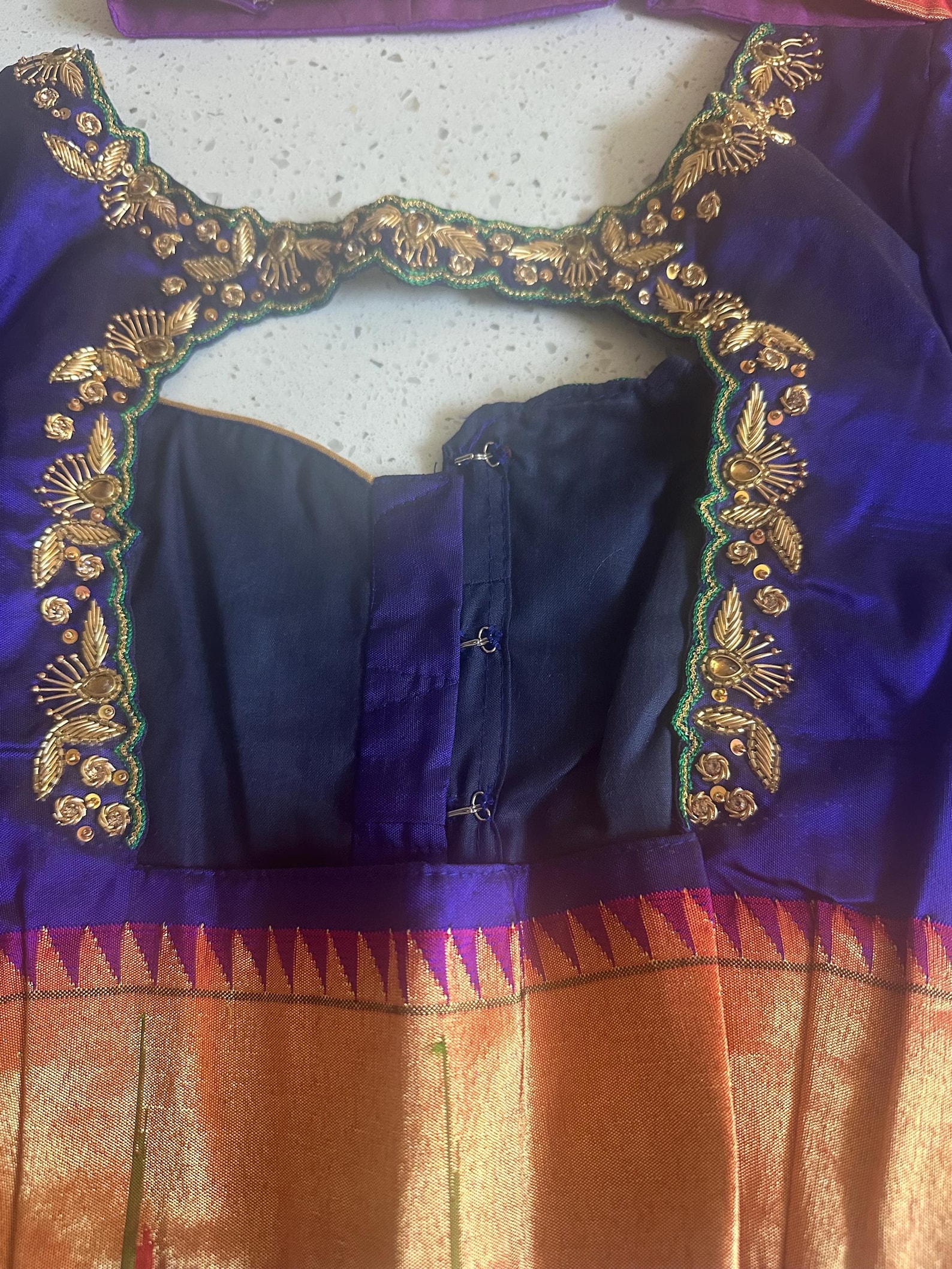 Paithani Pure Silk Readymade Blouse With Embroidery Aari Work Shipping ...