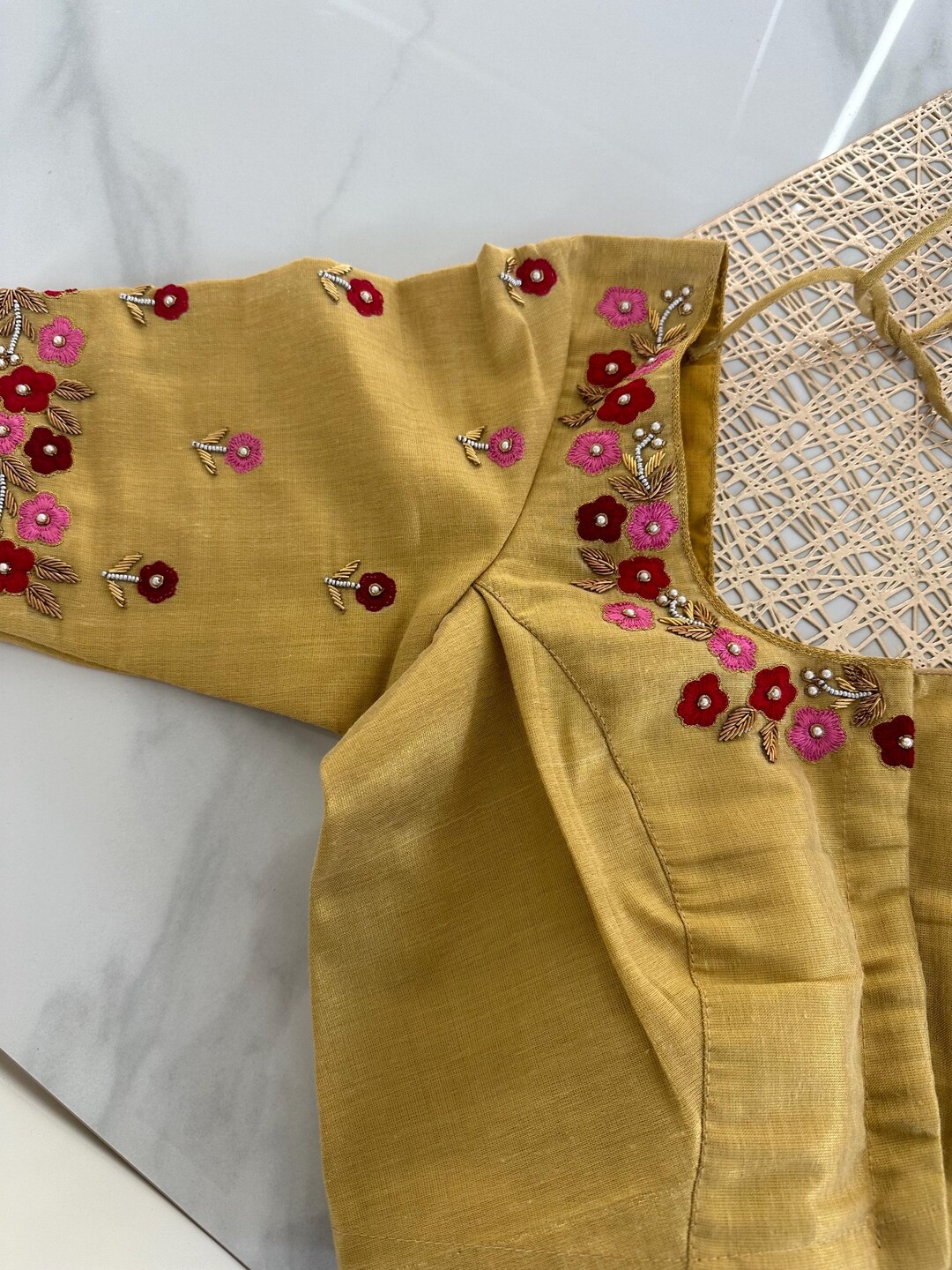 Tissue Gold Silk Thread Work Zardosi Readymade Blouse-free Shipping ...
