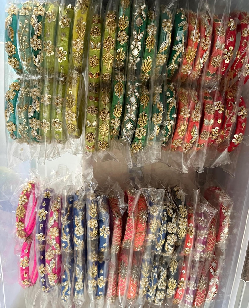 1 Pair Maggam Work Raw Silk Bangles - Indian Designer Bangles for ...