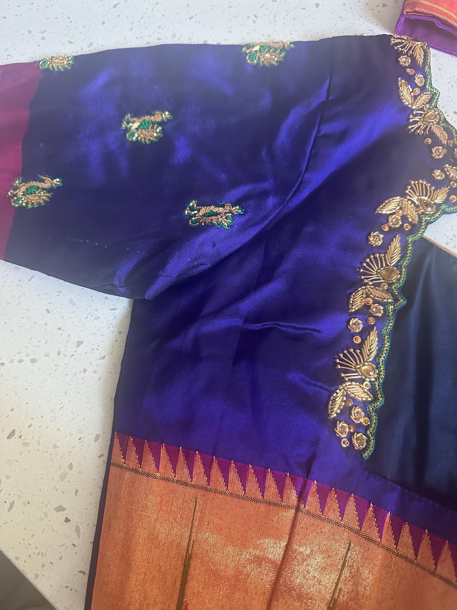 Paithani Pure Silk Readymade Blouse With Embroidery Aari Work Shipping ...