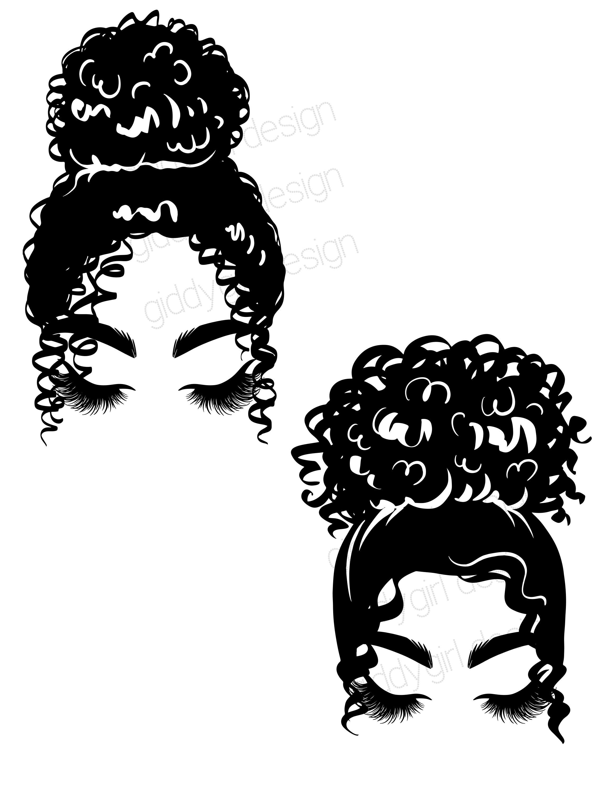 Messy Bun Curly Hair SVG PNG Sublimation Design Space - Etsy