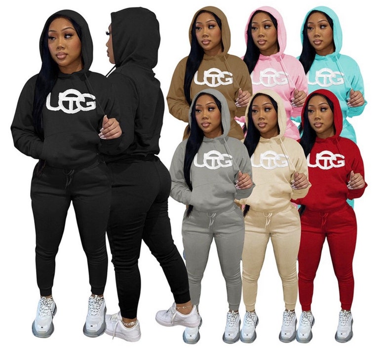 Women Two Piece Jogging Track Set Customized Letter Print Outfits - Etsy