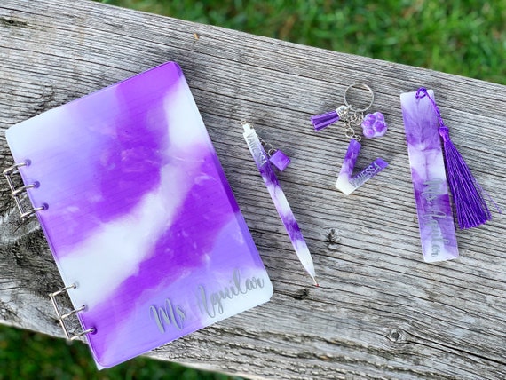 Purple Marble Resin A5 Notebook Personalized Notebook - Etsy