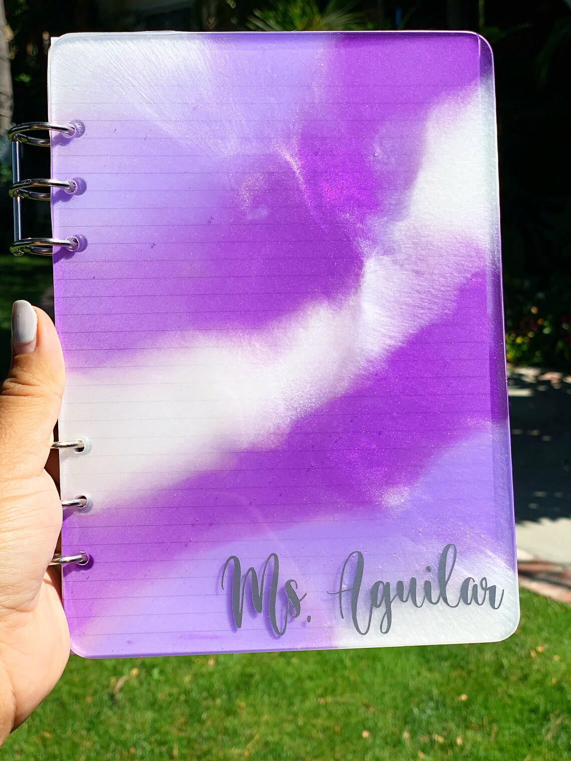 Purple Marble Resin A5 Notebook Personalized Notebook Custom Refillable ...