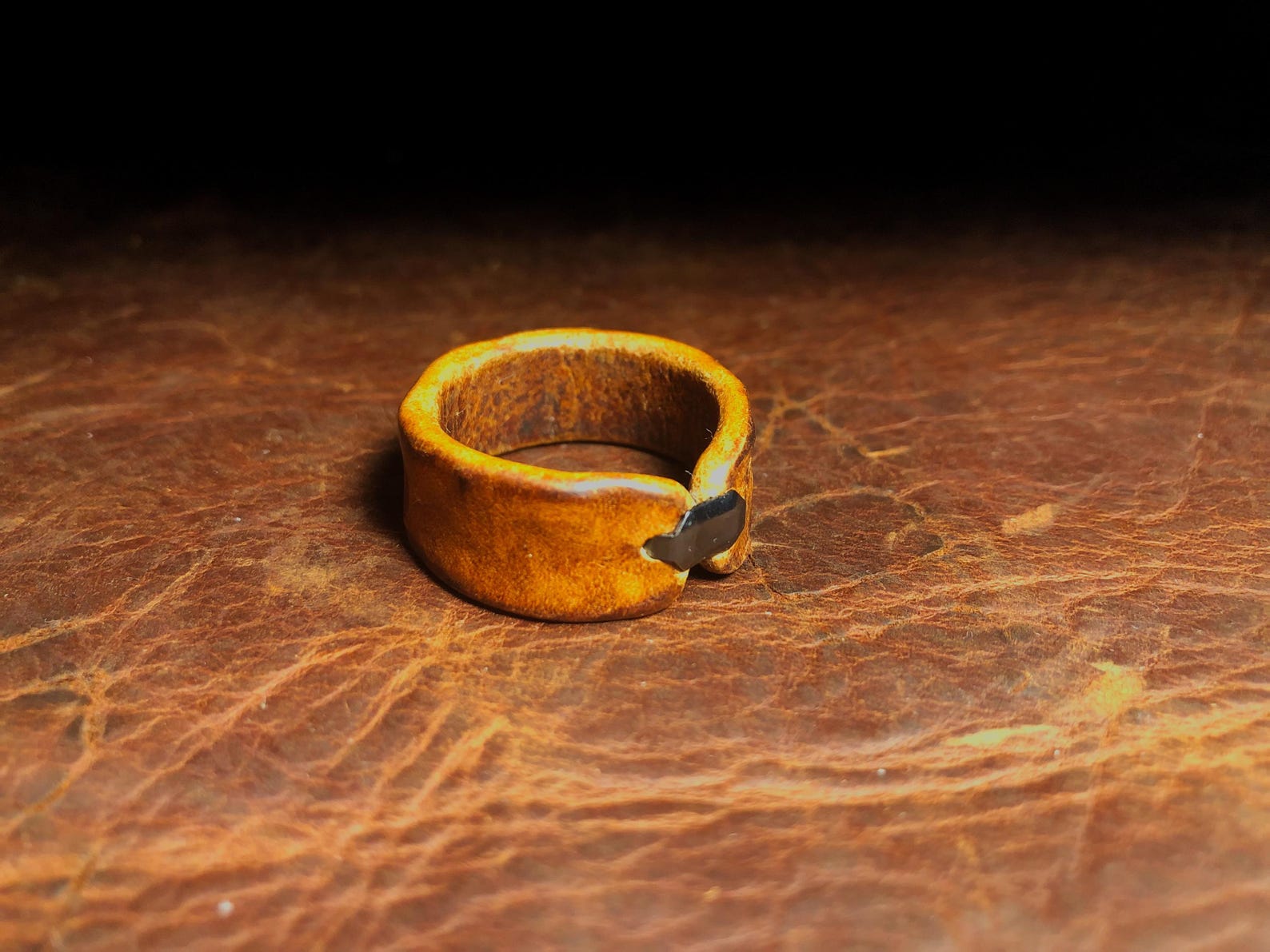 Handmade Rugged Leather Ring, Tooled Band - Etsy