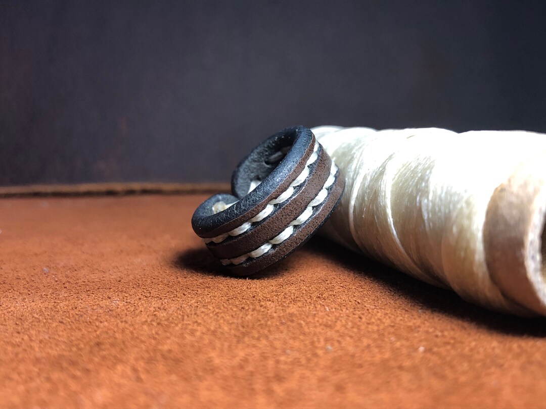Stitched Leather Ring, Minimalist Ring, Quality Leather Ring, Wedding ...