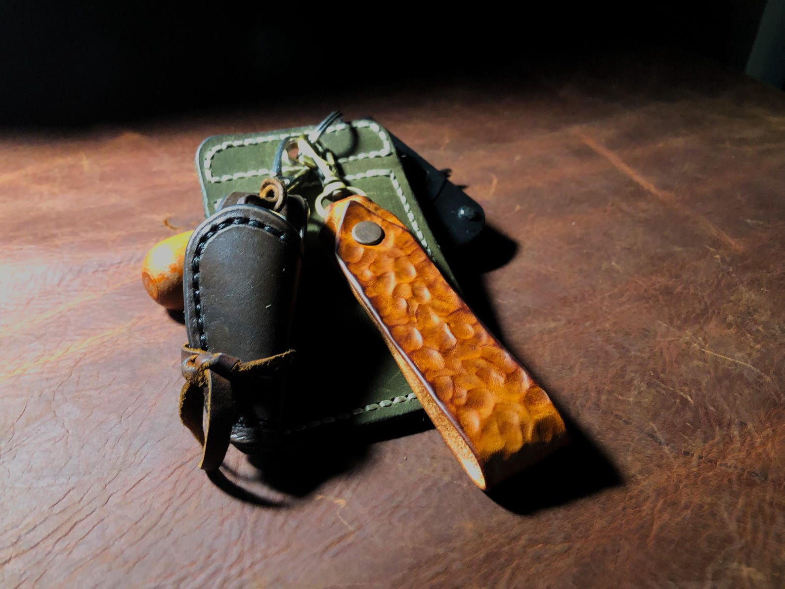 Handmade Tooled Leather Keychain, Riveted Key Fob, Veg Tanned - Etsy