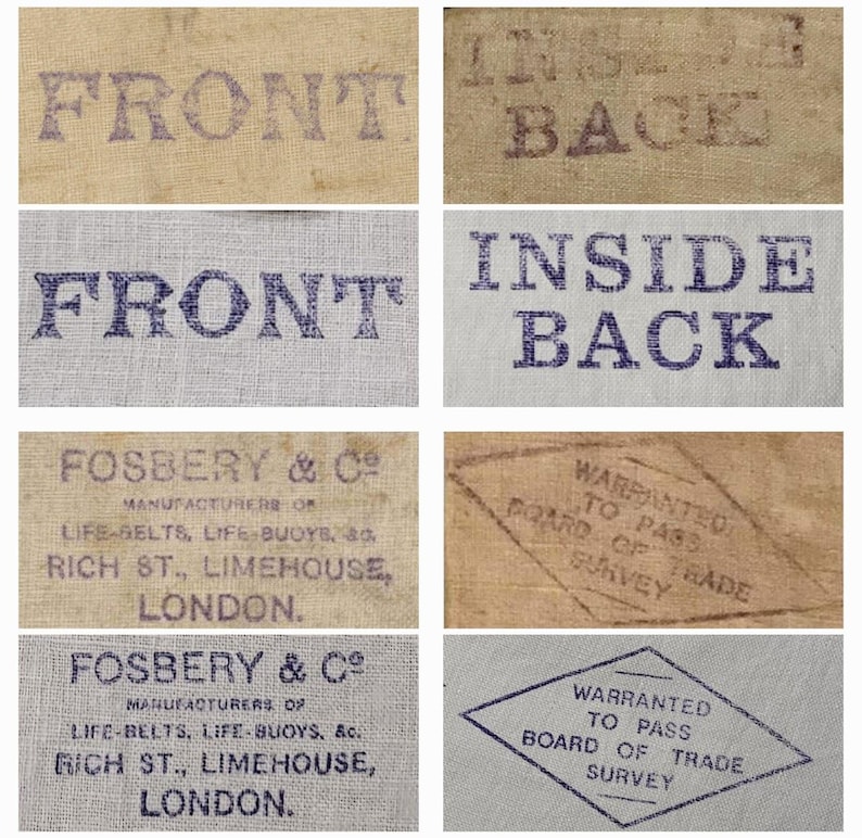 1912 RMS Titanic Fosbery Life Jacket Replica, Original Linen Materials ...