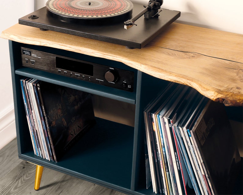 RECORD/VINYL/MEDIA Unit | Live Edge English Oak | Custom Colour - Etsy