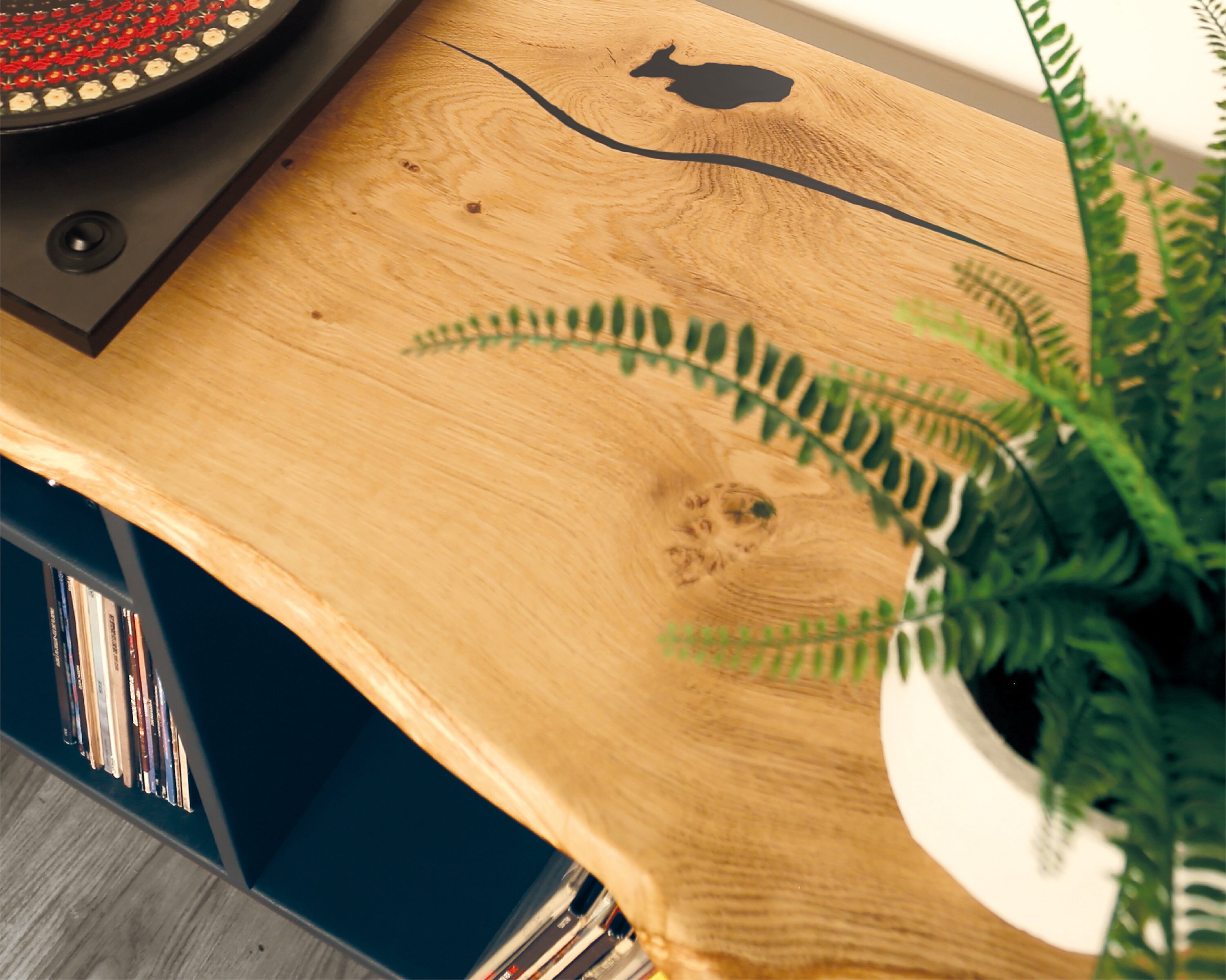 RECORD/VINYL/MEDIA Unit | Live Edge English Oak | Custom Colour - Etsy