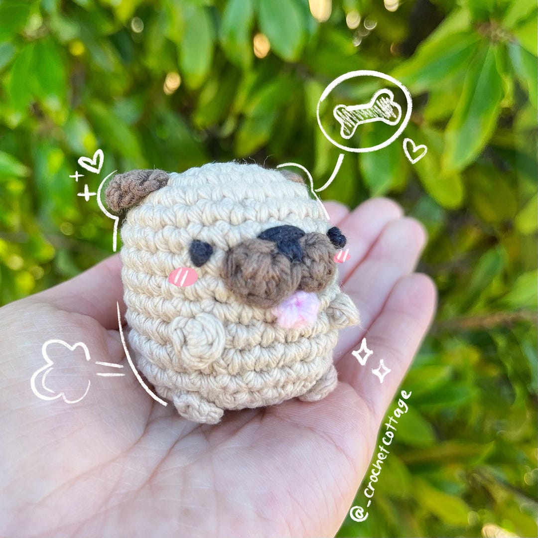 Mini Pug Keychain | Handmade Amigurumi Plush - Etsy