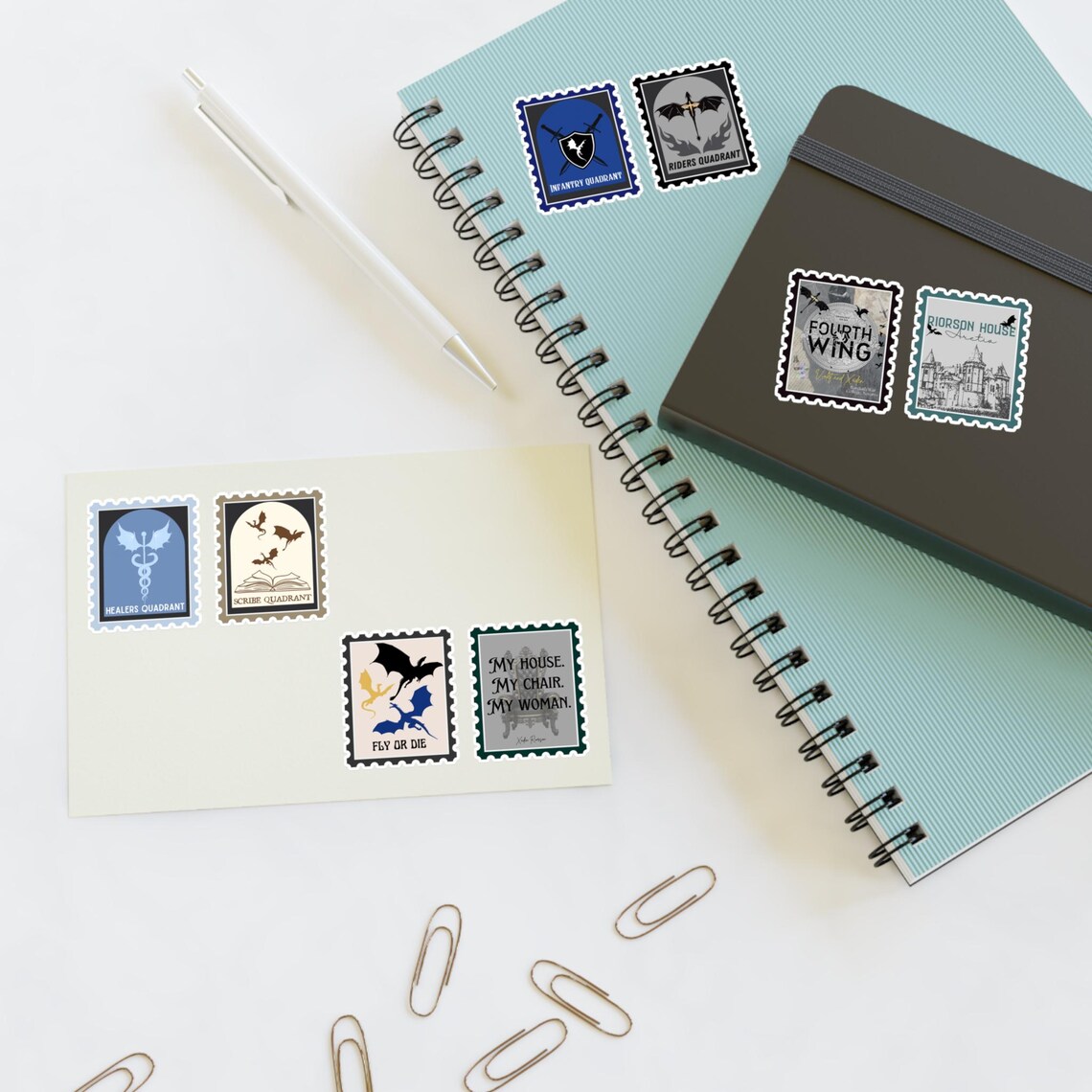 Fourth Wing Inspired Stamp Sticker Sheet | 8 Pack Fantasy Bookish ...