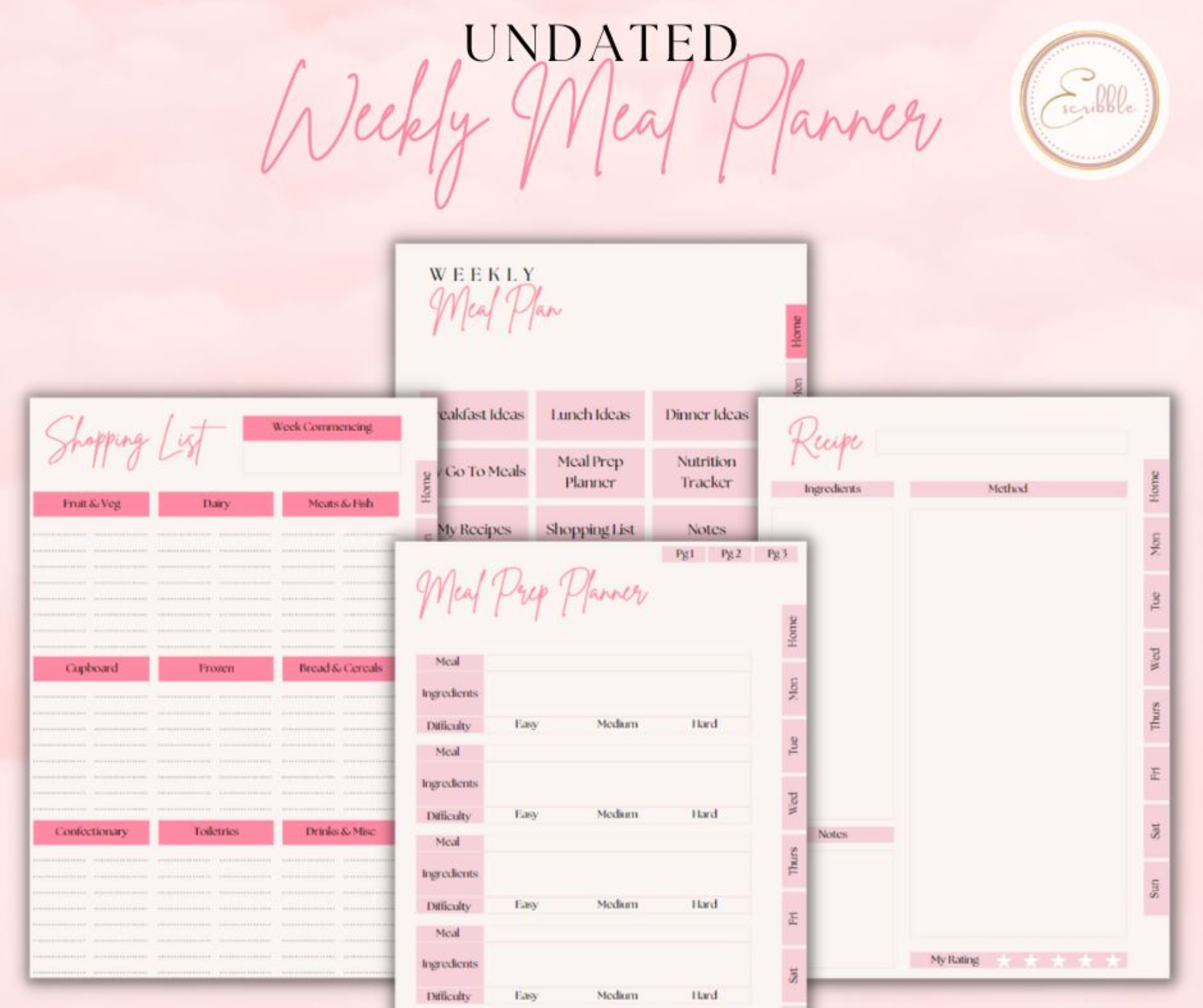 Digital Weekly Meal Planner - Etsy