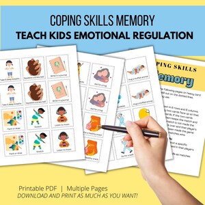 Coping Skills Game, Matching Game Printable, Kids Feelings, Therapy ...
