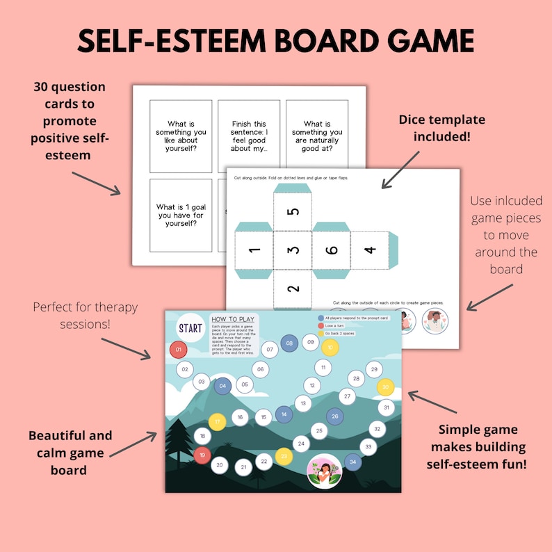 Self-esteem Board Game: Mental Health Therapy and Counseling ...
