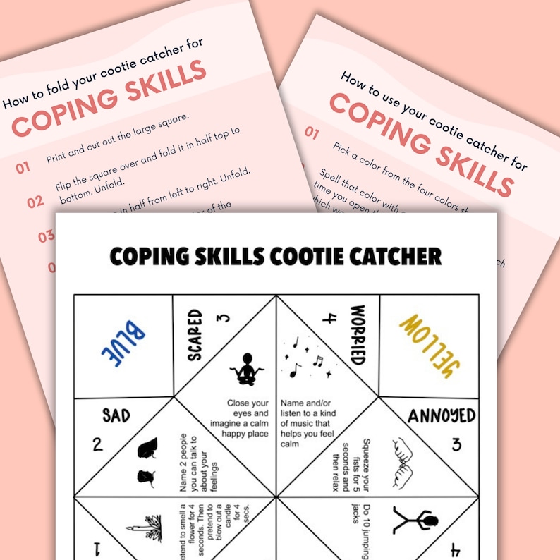 Coping Skills Cootie Catcher Fortune Teller: Kids Mental Health Therapy ...
