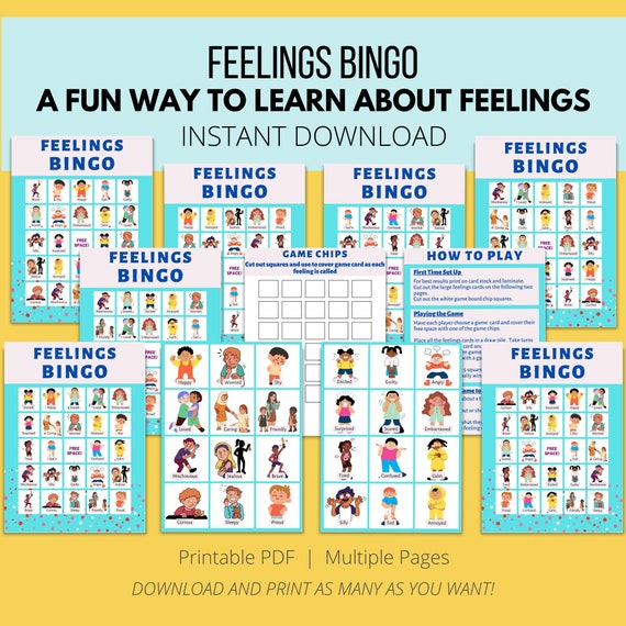 Feelings Emotions Bingo Therapy Game Kids Therapy Activity - Etsy