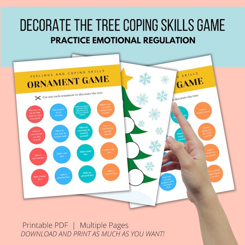 Holiday Kids Therapy Feelings Game, Coping Skills Counseling Activity ...