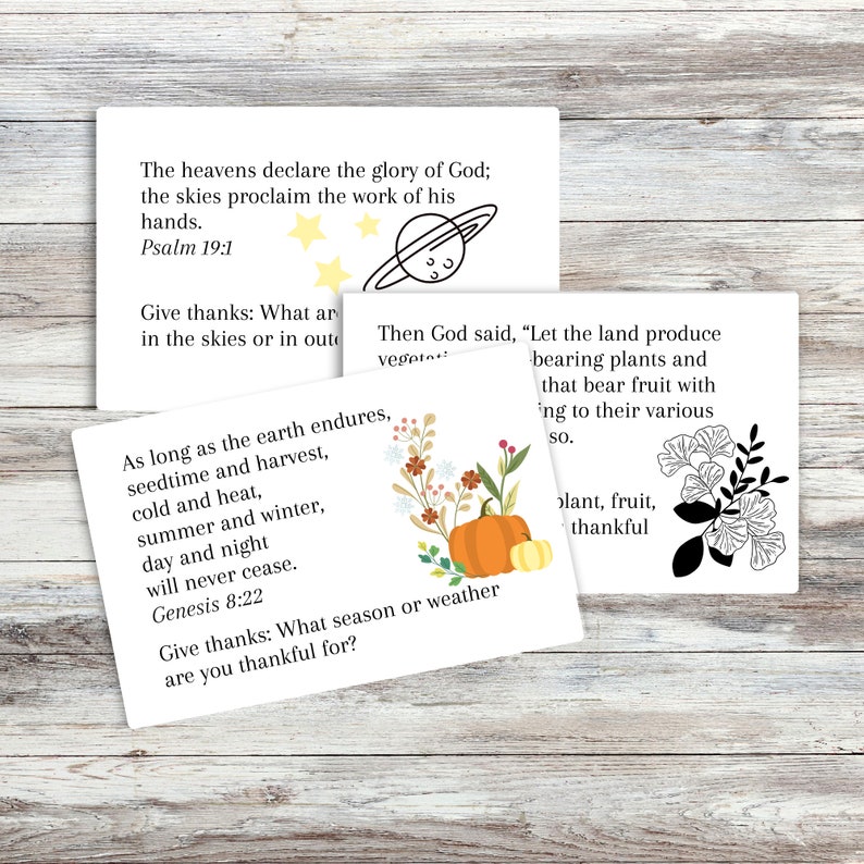30 Days of Thanks, Gratitude Printable Cards, Family Devotional ...