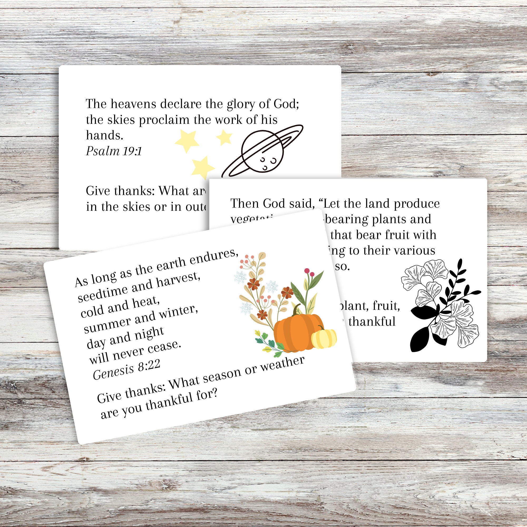 30 Days of Thanks, Gratitude Printable Cards, Family Devotional ...