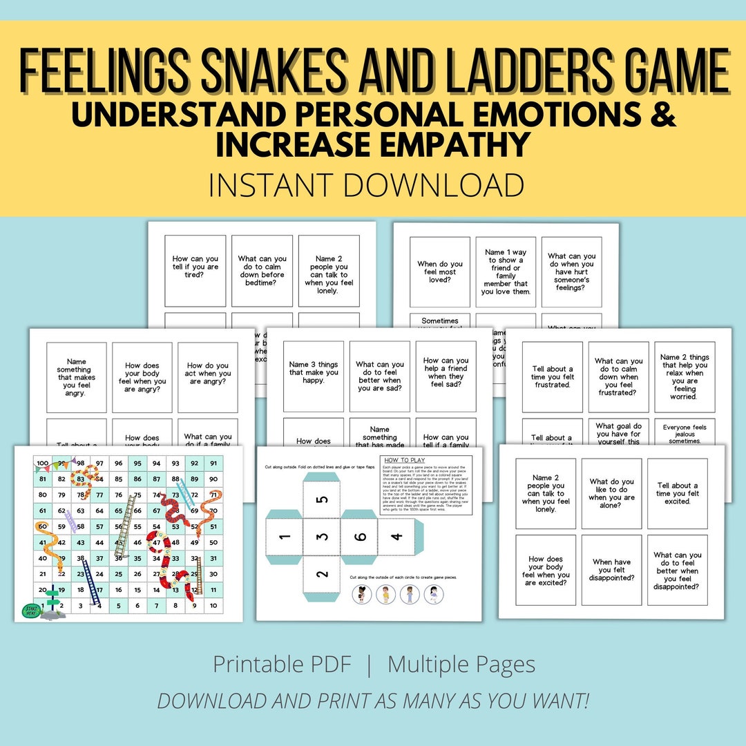 Feelings Game, Play Therapy Activity, Counseling Printable, Kids Group ...