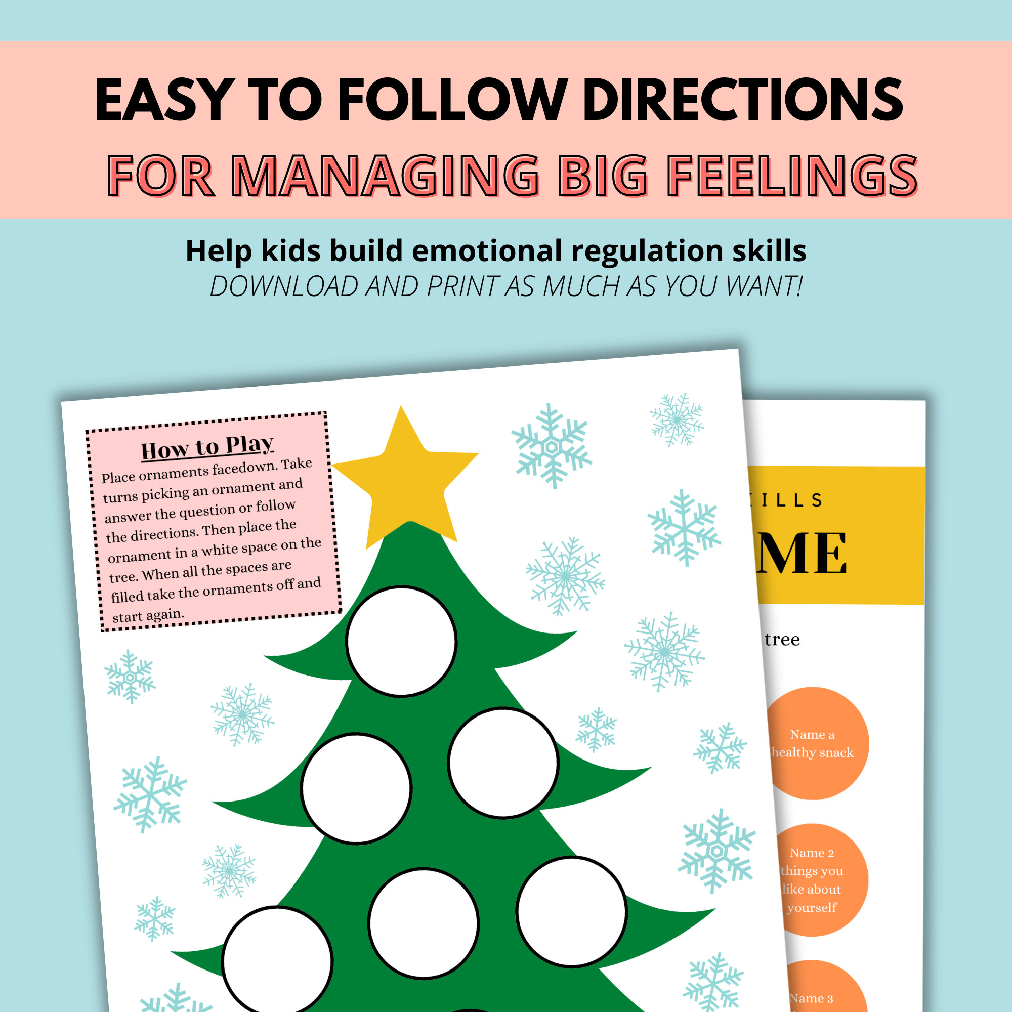 Holiday Kids Therapy Feelings Game, Coping Skills Counseling Activity ...