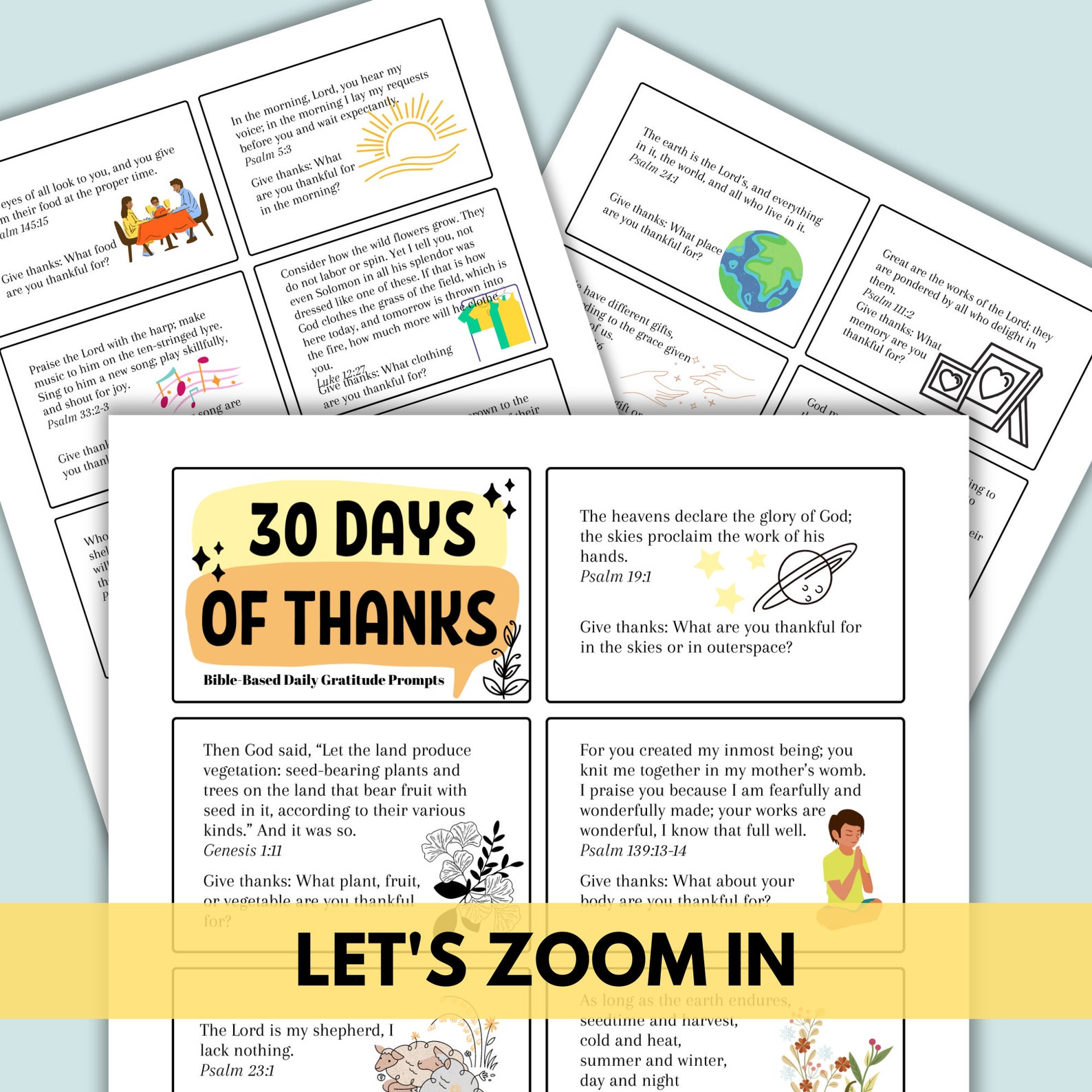 30 Days of Thanks, Gratitude Printable Cards, Family Devotional ...