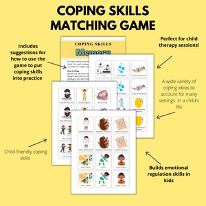 Coping Skills Game, Matching Game Printable, Kids Feelings, Therapy ...