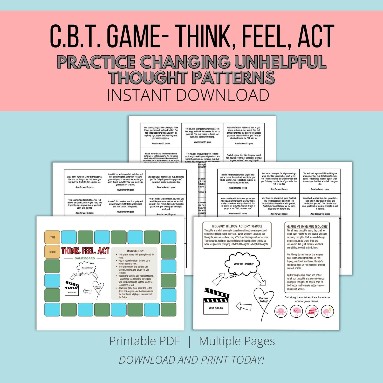 Cognitive Behavioral Therapy Game, Mental Health Therapy Activity ...