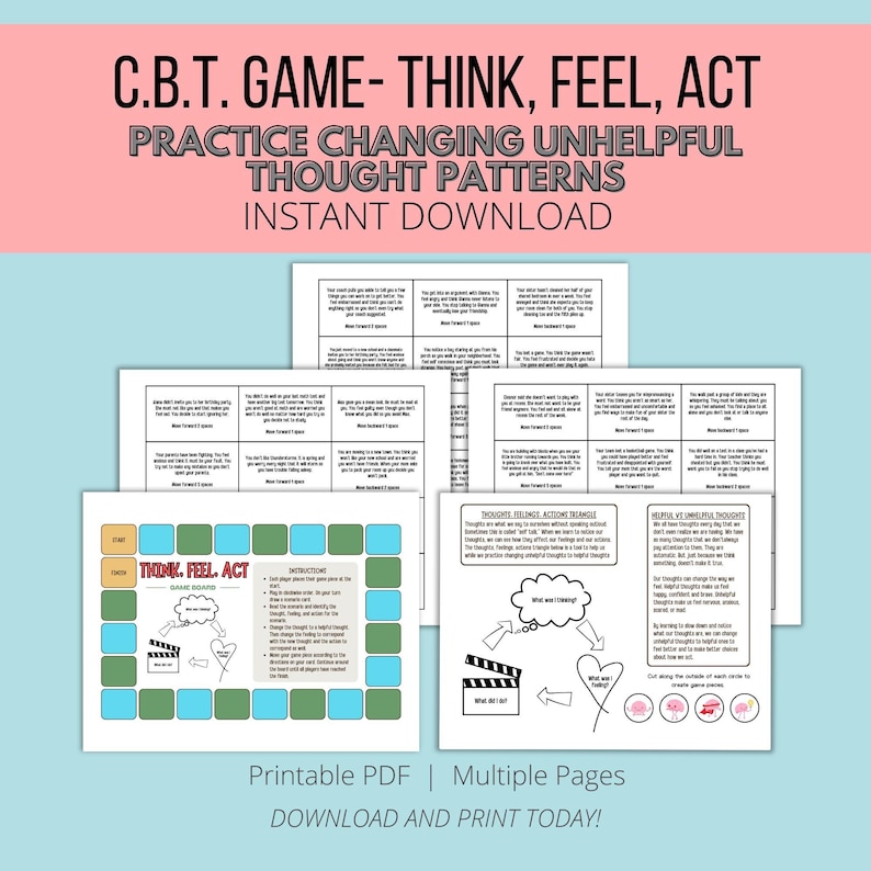 CBT Game: Mental Health Cognitive Behavioral Therapy Activity for Kids ...