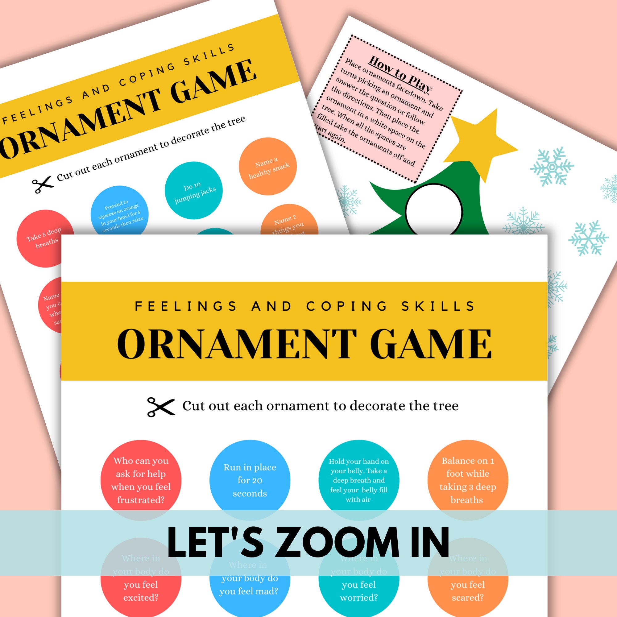 Holiday Kids Therapy Feelings Game, Coping Skills Counseling Activity ...