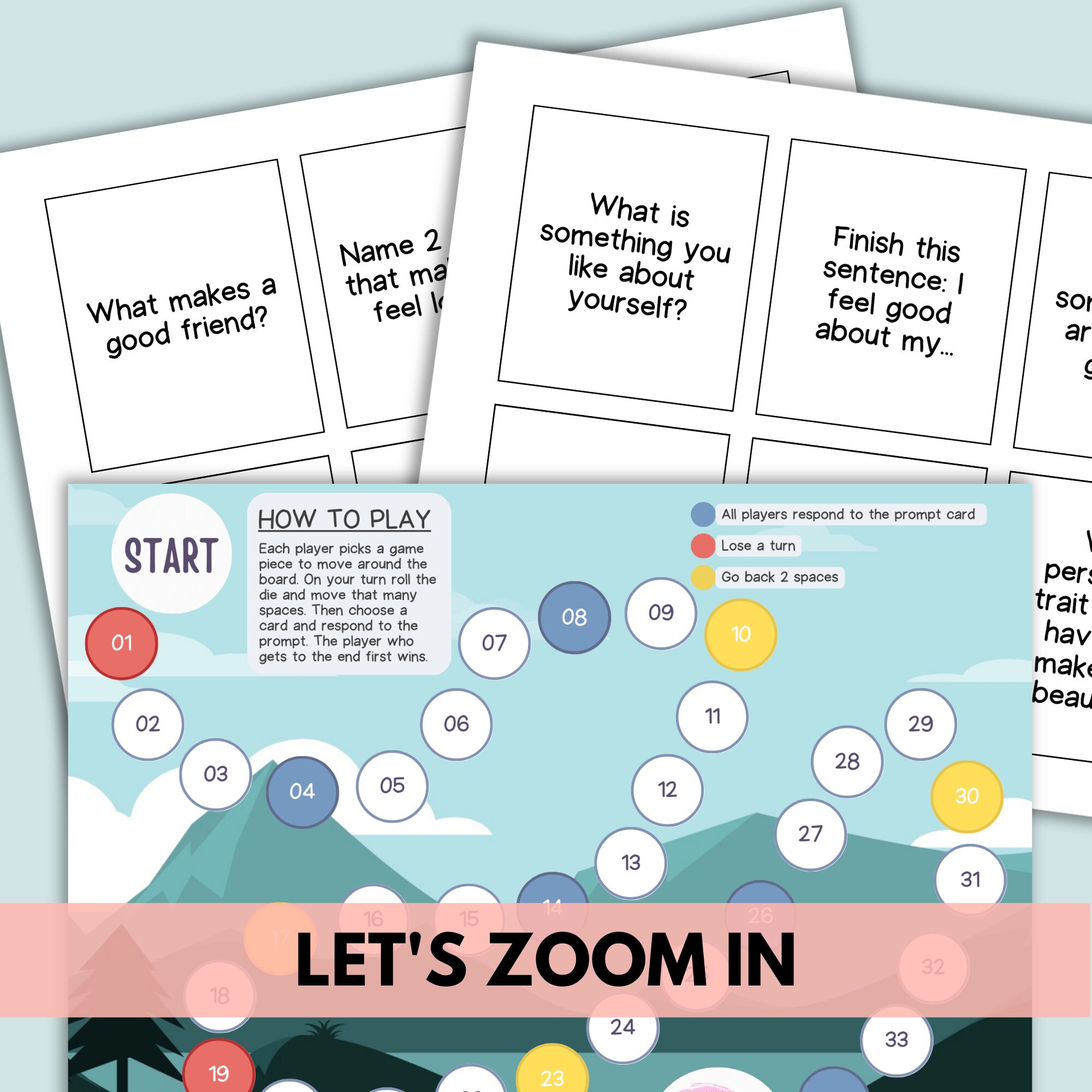 Self Esteem Game, Mental Health Therapy Activity, Counseling Printable ...