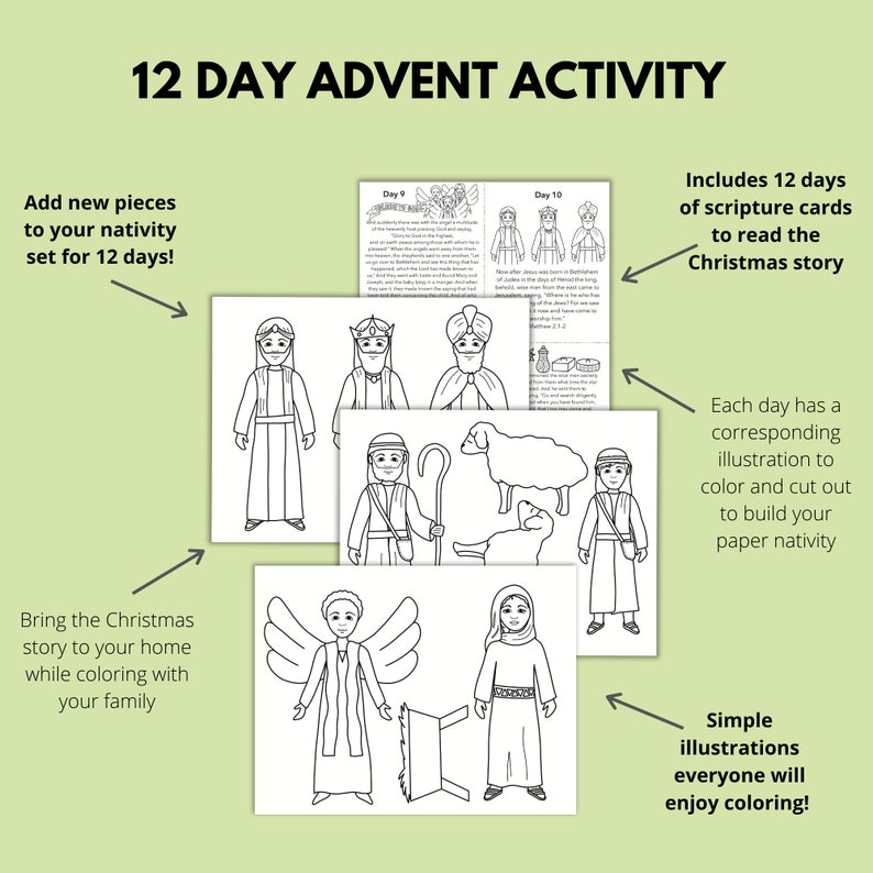 Advent Printable for Kids, Nativity Christmas Countdown Scripture Cards ...